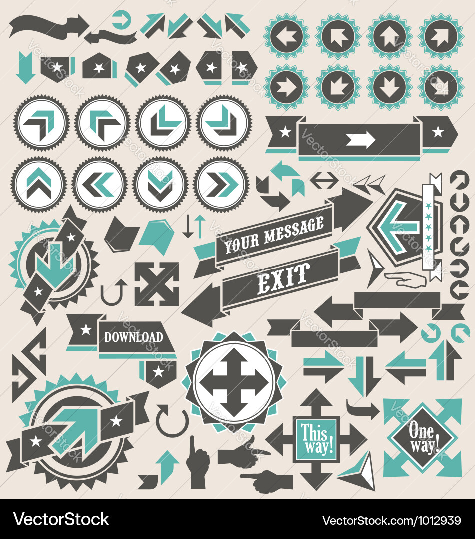 Retro Arrow Icons Collection Royalty Free Vector Image