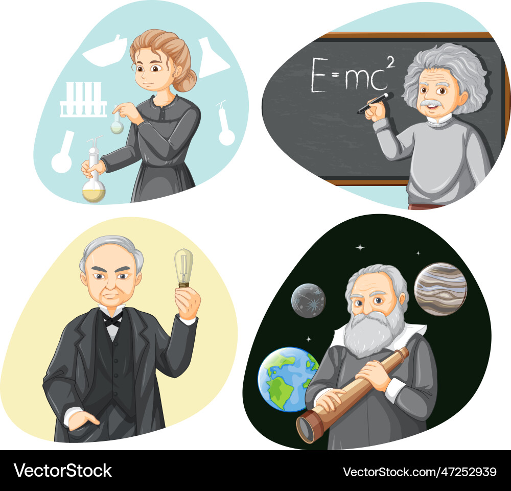 Set of famous person in science Royalty Free Vector Image