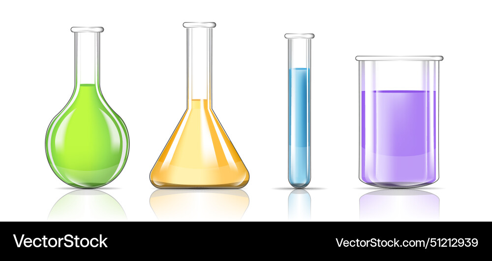 Set of transparent laboratory glassware equipment Vector Image