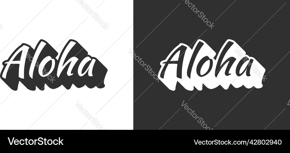 Aloha word lettering card hawaiian text Royalty Free Vector