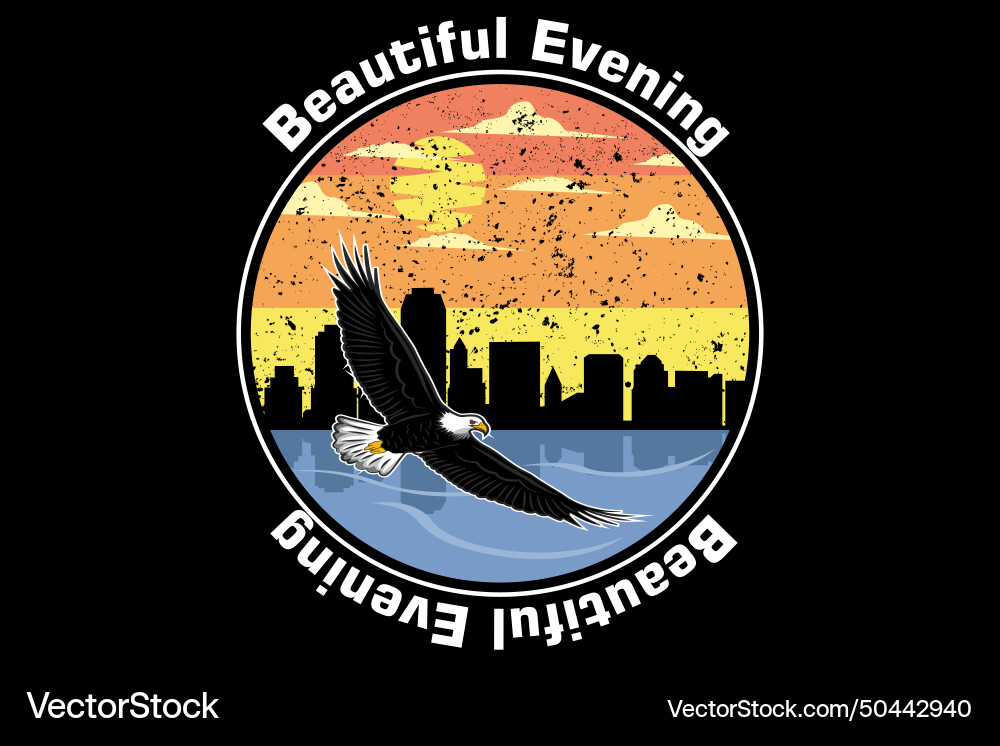 Beautiful evening retro vintage design landscape Vector Image