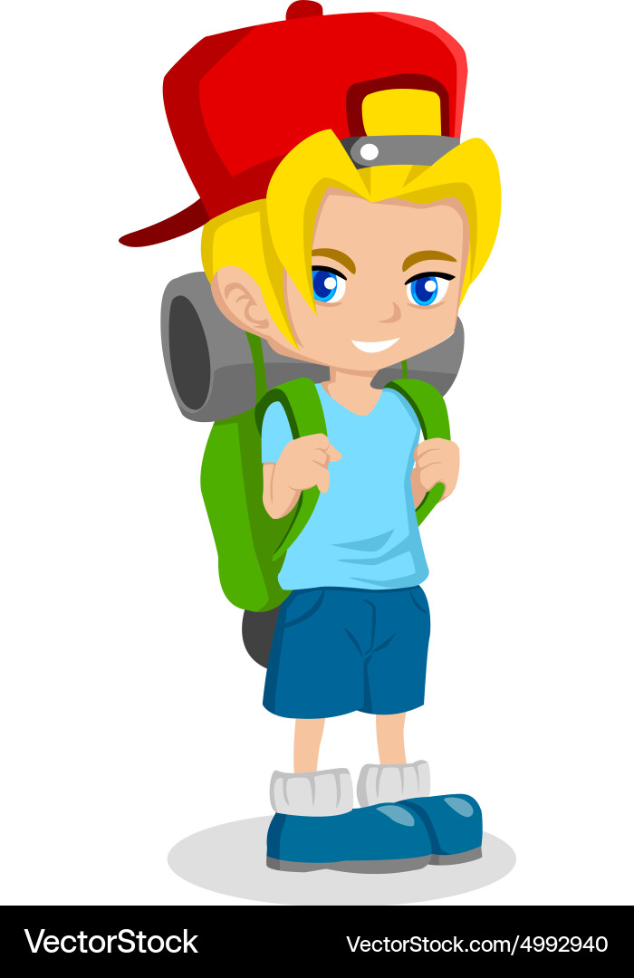 Boy with backpack Royalty Free Vector Image - VectorStock