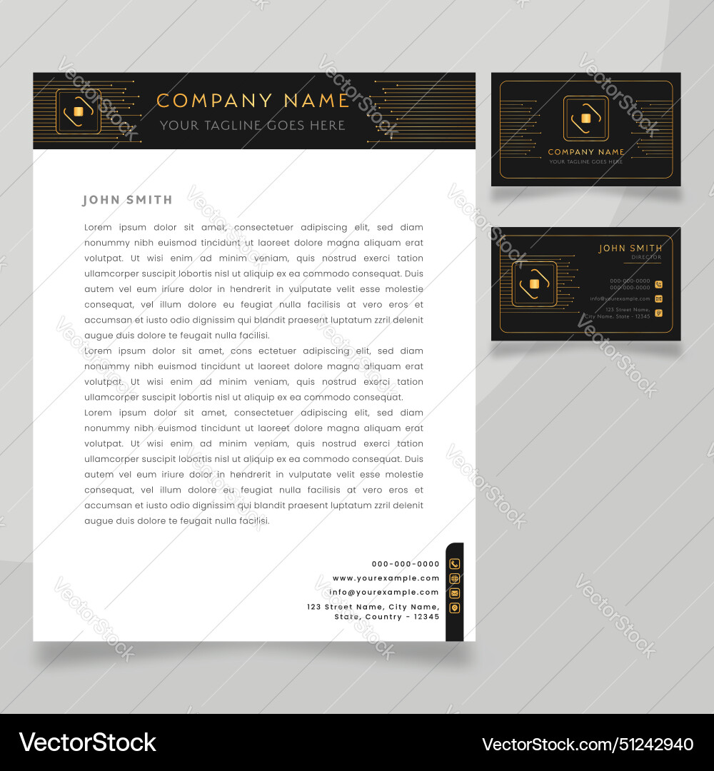 Business card with letterhead Royalty Free Vector Image