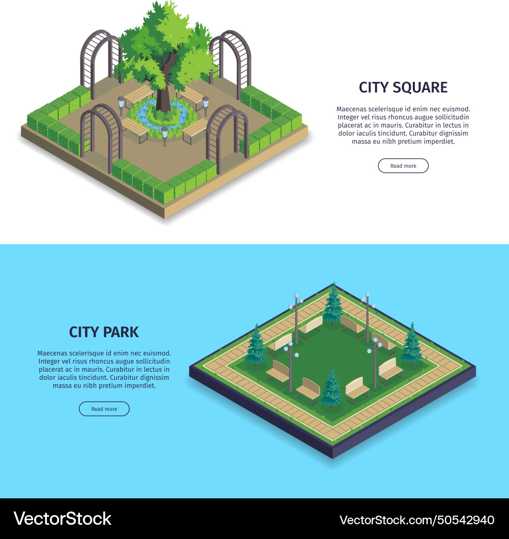City park horizontal banners Royalty Free Vector Image