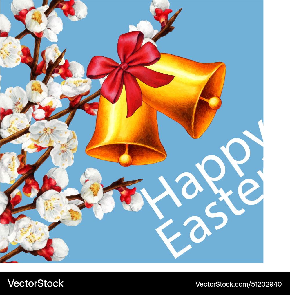 Easter bells on apricot Royalty Free Vector Image