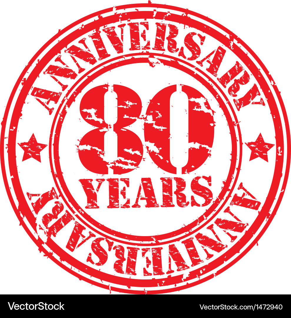 Grunge 80 years anniversary rubber stamp Vector Image