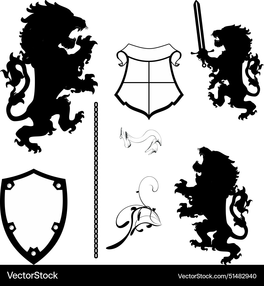 Heraldic lion pack collection set in format Vector Image