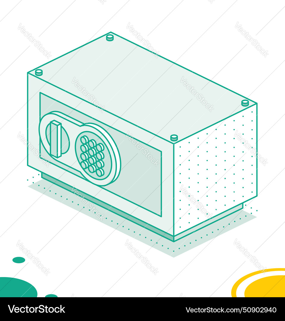 Isometric safe outline object isolated on white Vector Image
