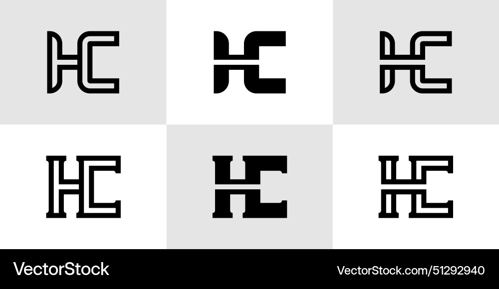 Letters hc monogram logo set suitable Royalty Free Vector
