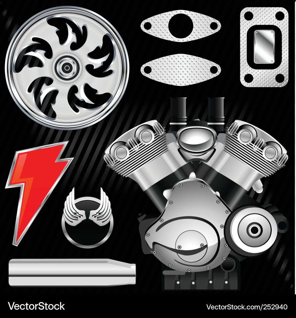 Motorcycle part set Royalty Free Vector Image - VectorStock