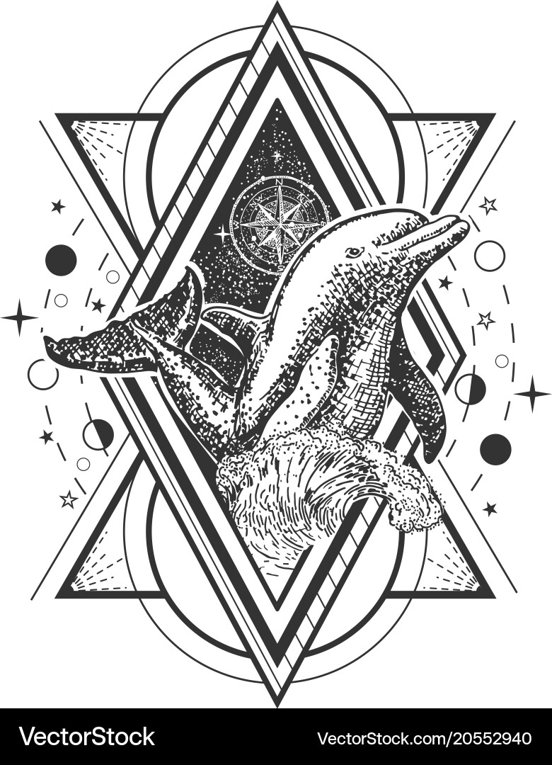 Ocean Geometric Dolphin Art Royalty Free Vector Image