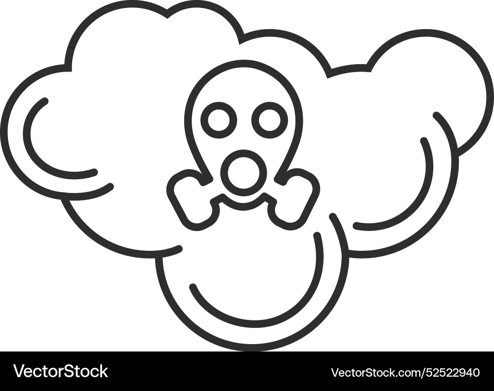 Poison cloud line icon air pollution smoke Vector Image