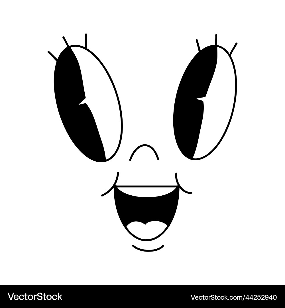 Retro cartoon comic happy face with smile simple Vector Image