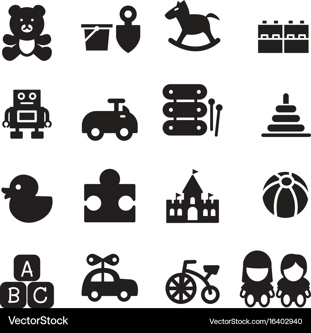 Toy Icon Set - Diverse Playtime Royalty Free Vector Image