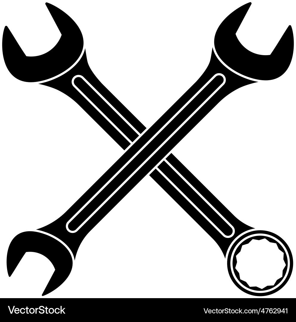 Black icon of wrench Royalty Free Vector Image