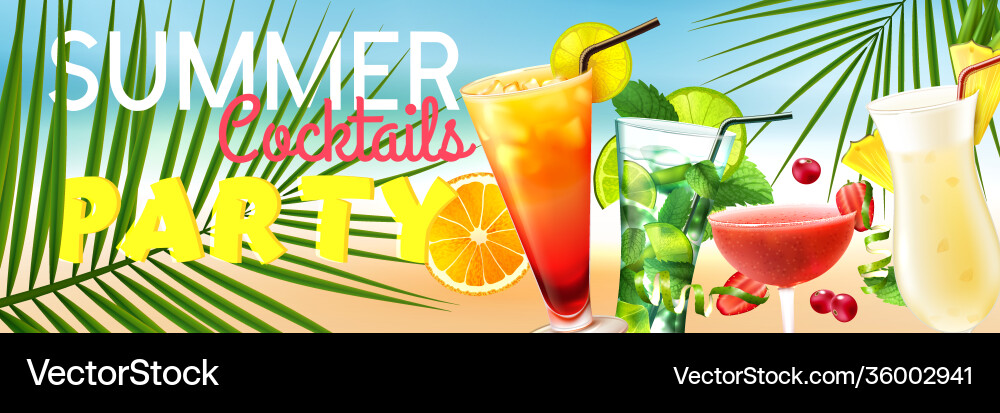 Cocktail horizontal poster Royalty Free Vector Image