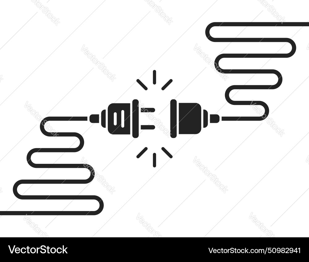 Disconnect like black electric plug and socket Vector Image