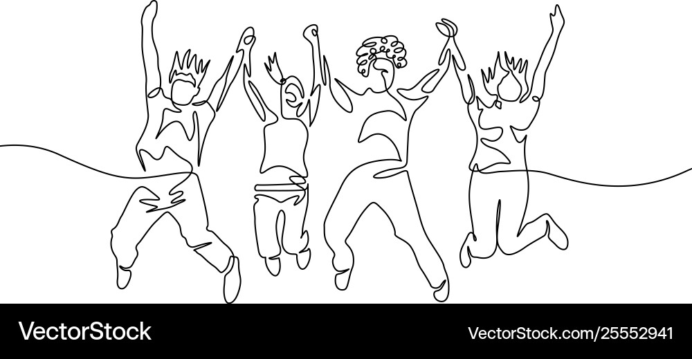 Diverse Group Jumping in Line Royalty Free Vector Image