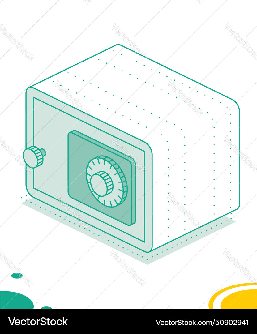 Isometric safe outline object isolated on white Vector Image