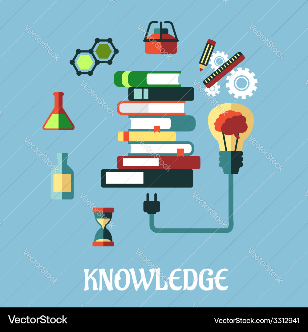Knowledge and web education flat design Royalty Free Vector