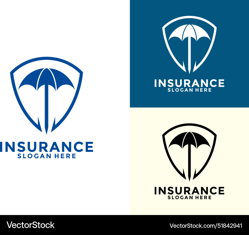 Life insurance with umbrella and shield logo Vector Image