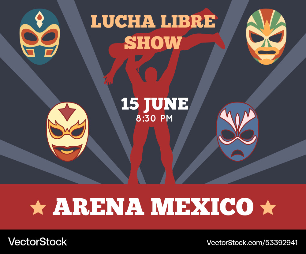 Lucha libre poster mexican wrestling show Vector Image