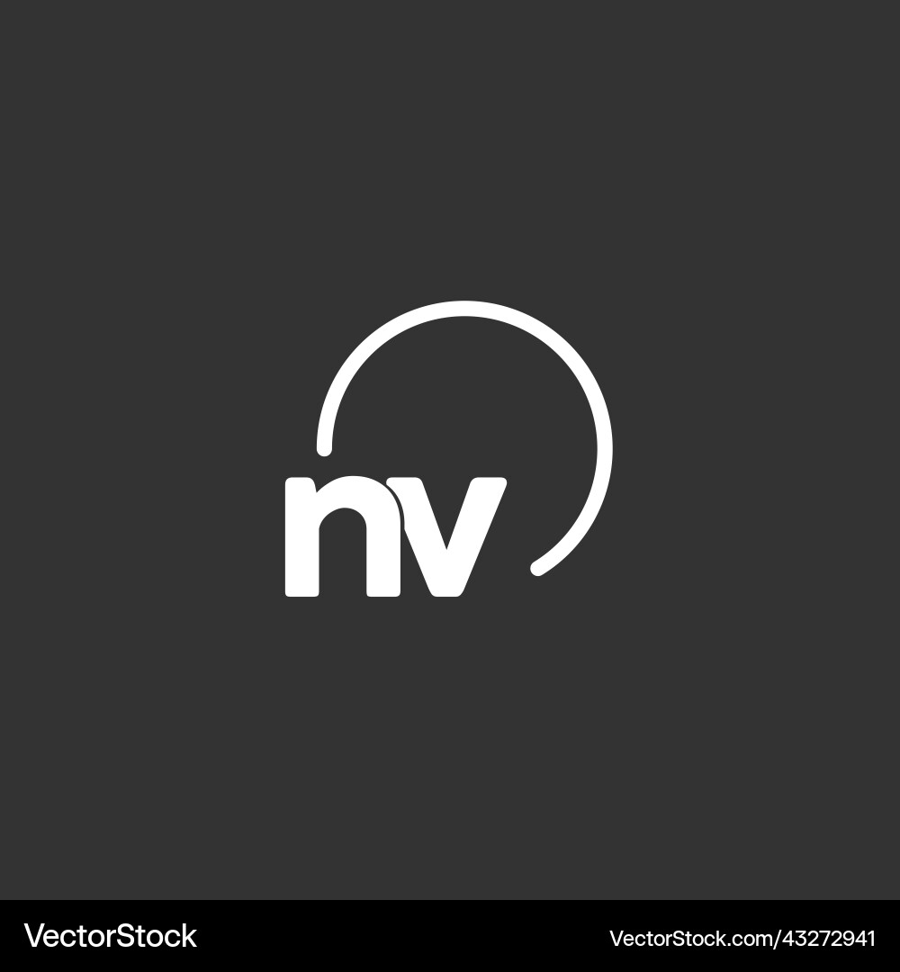 Nv initial logo with rounded circle Royalty Free Vector