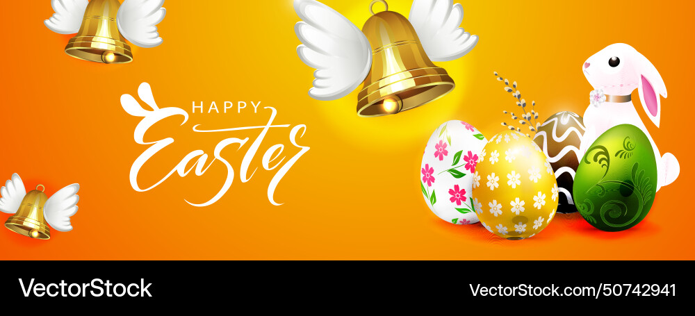 Orange with a cute easter bunny Royalty Free Vector Image