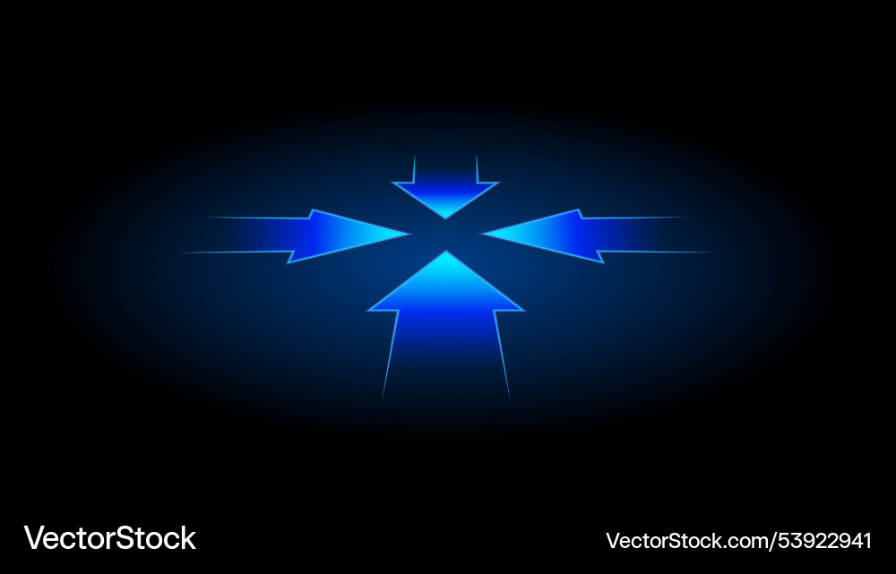 Perspective arrows pointing to the center four Vector Image