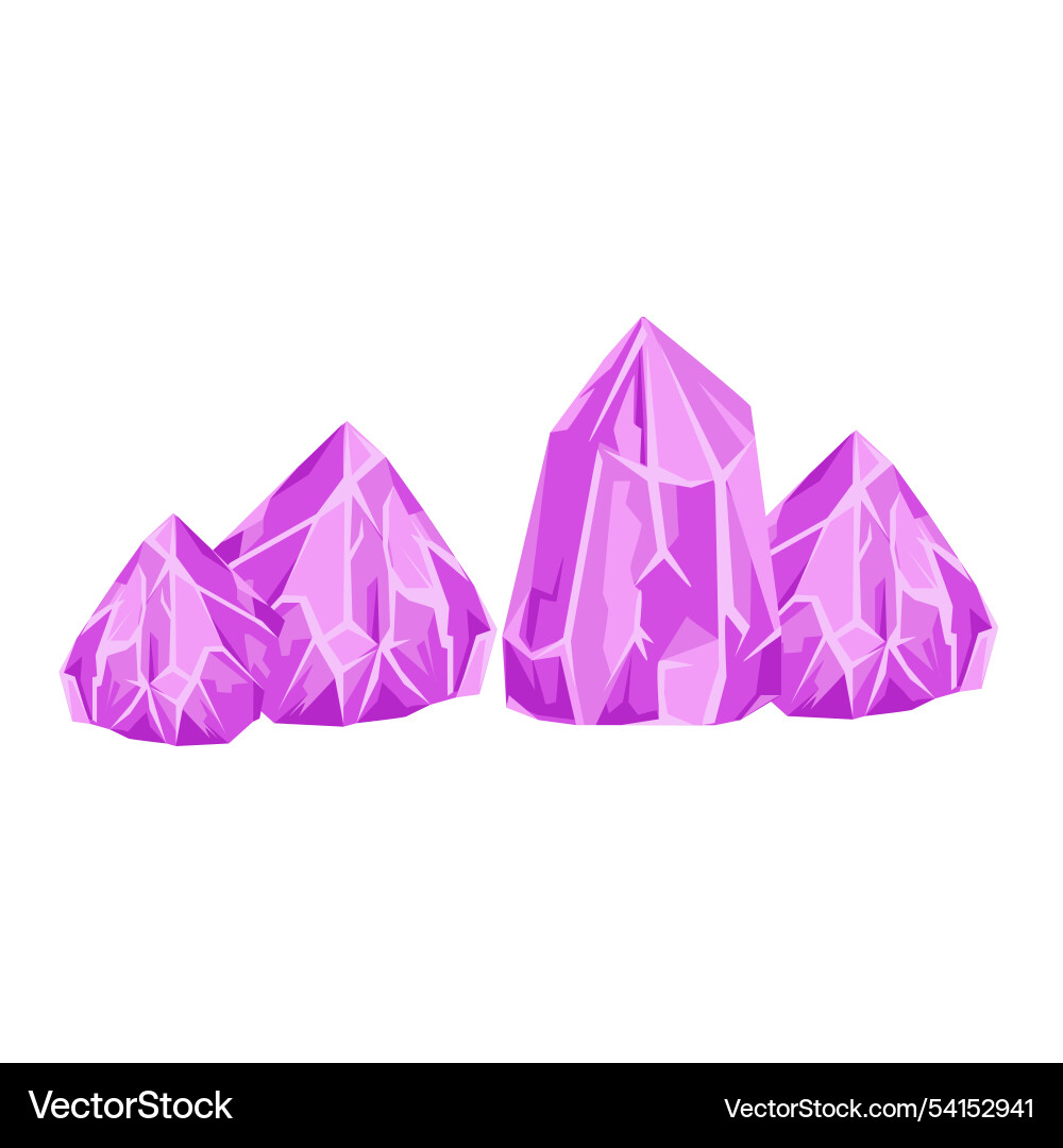 Shiny pink crystals in flat design glittering Vector Image
