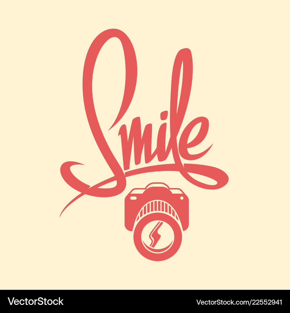 Smiling Camera Lettering Poster Royalty Free Vector Image