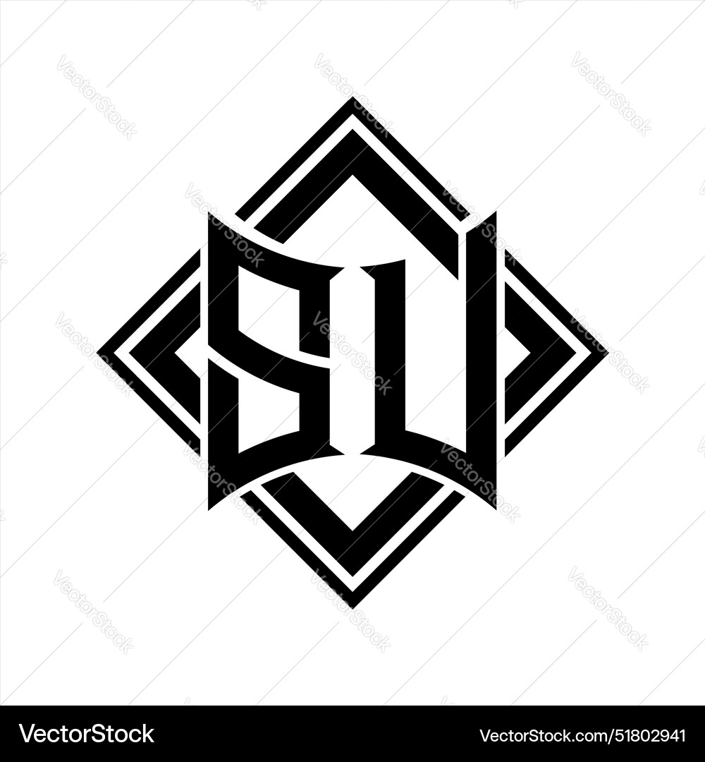 Su letter logo with abstract shield shape Vector Image