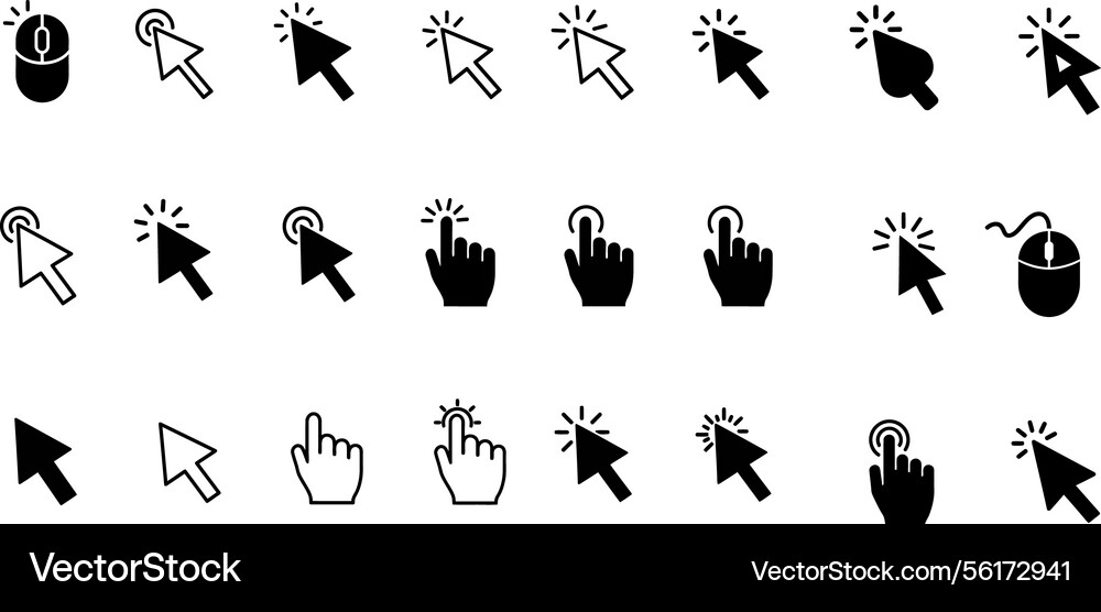 Various hand gestures and mouse cursor designs Vector Image