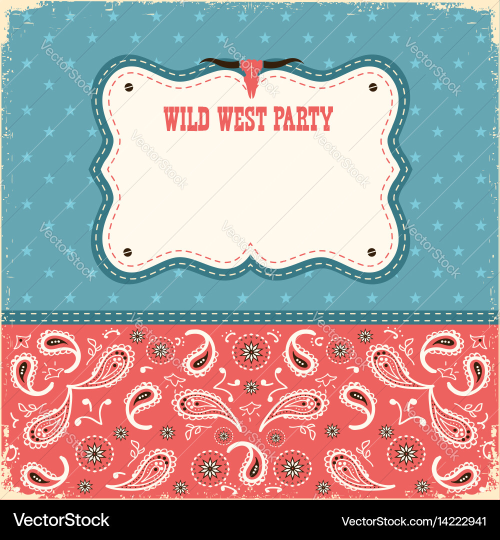 Wild west party card for text color background Vector Image