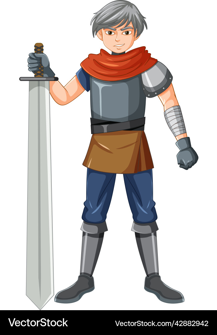 A knight cartoon character on white background Vector Image