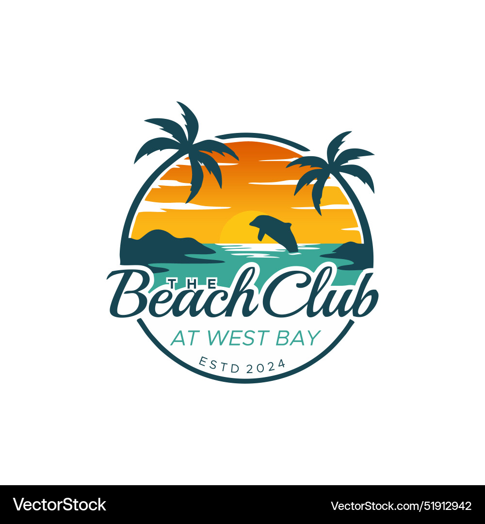 Beach club logo template image Royalty Free Vector Image