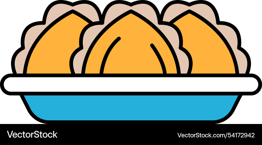 Curry puffs in line drawing style Royalty Free Vector Image