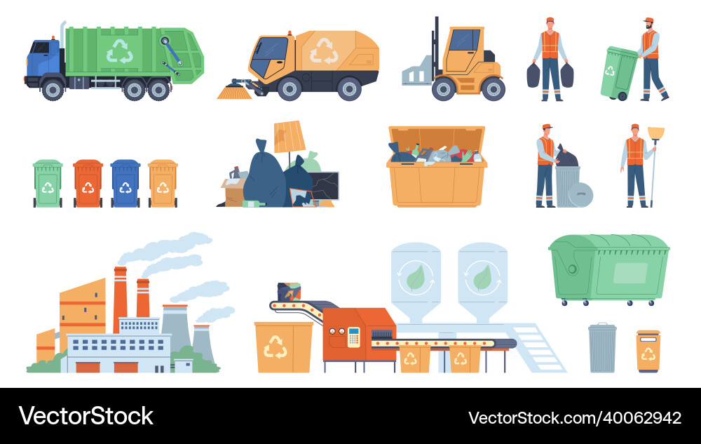 Garbage collecting service waste disposal street Vector Image