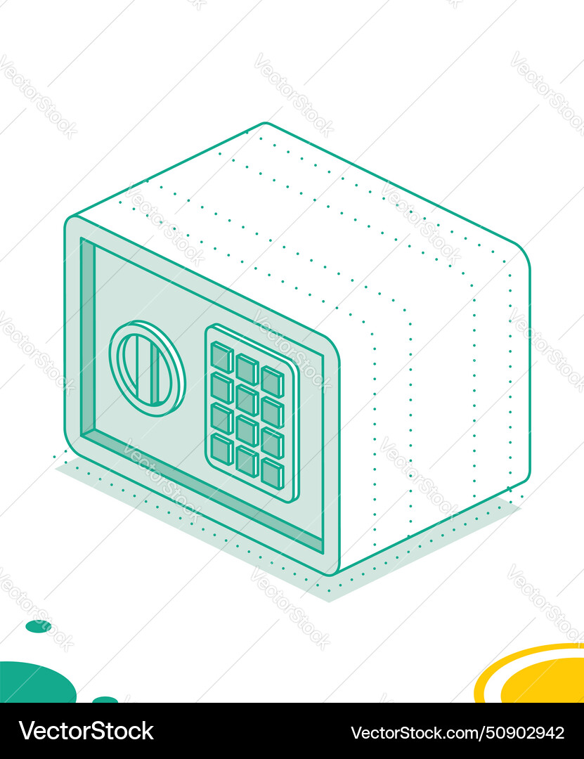 Isometric safe outline object isolated on white Vector Image