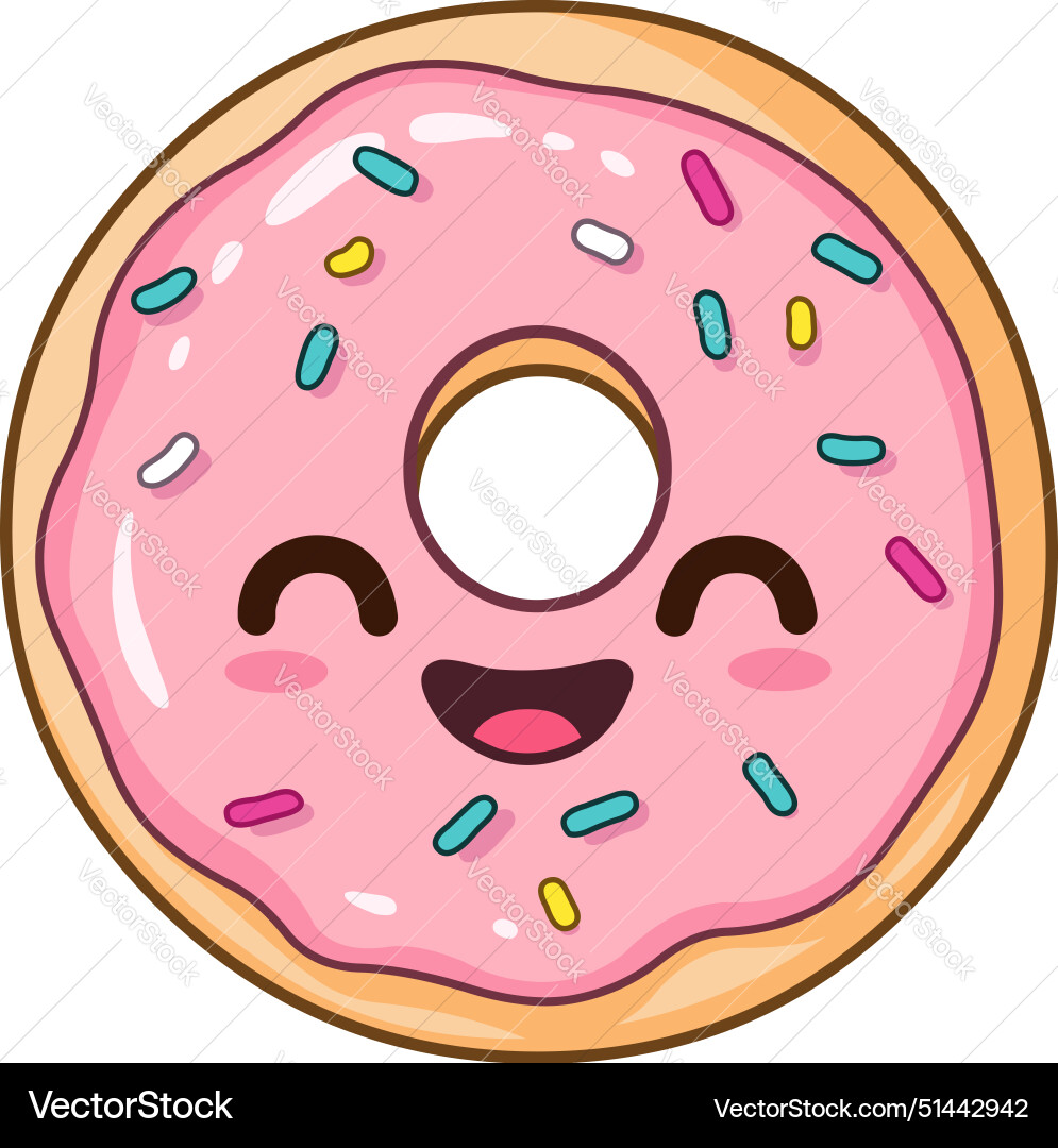 Kawaii donut Royalty Free Vector Image - VectorStock