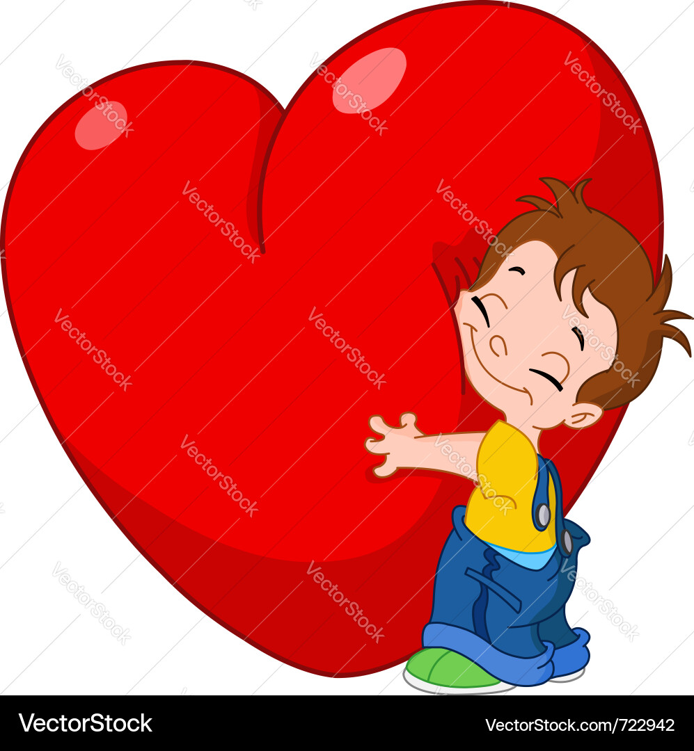 Kid hug heart Royalty Free Vector Image - VectorStock