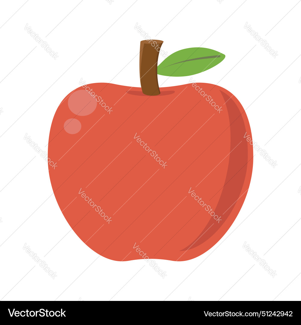 Red apple doodle flat Royalty Free Vector Image