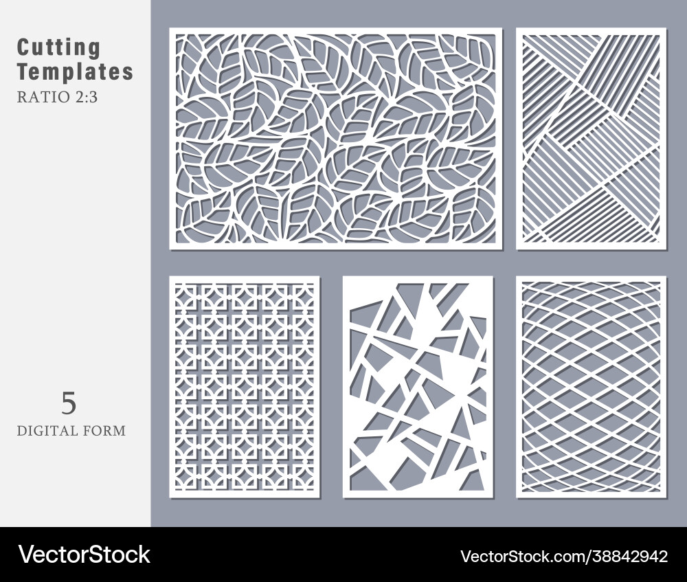 Set decorative card for cutting abstract Vector Image