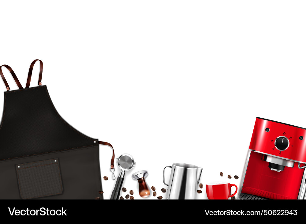 Barista equipment realistic background Royalty Free Vector