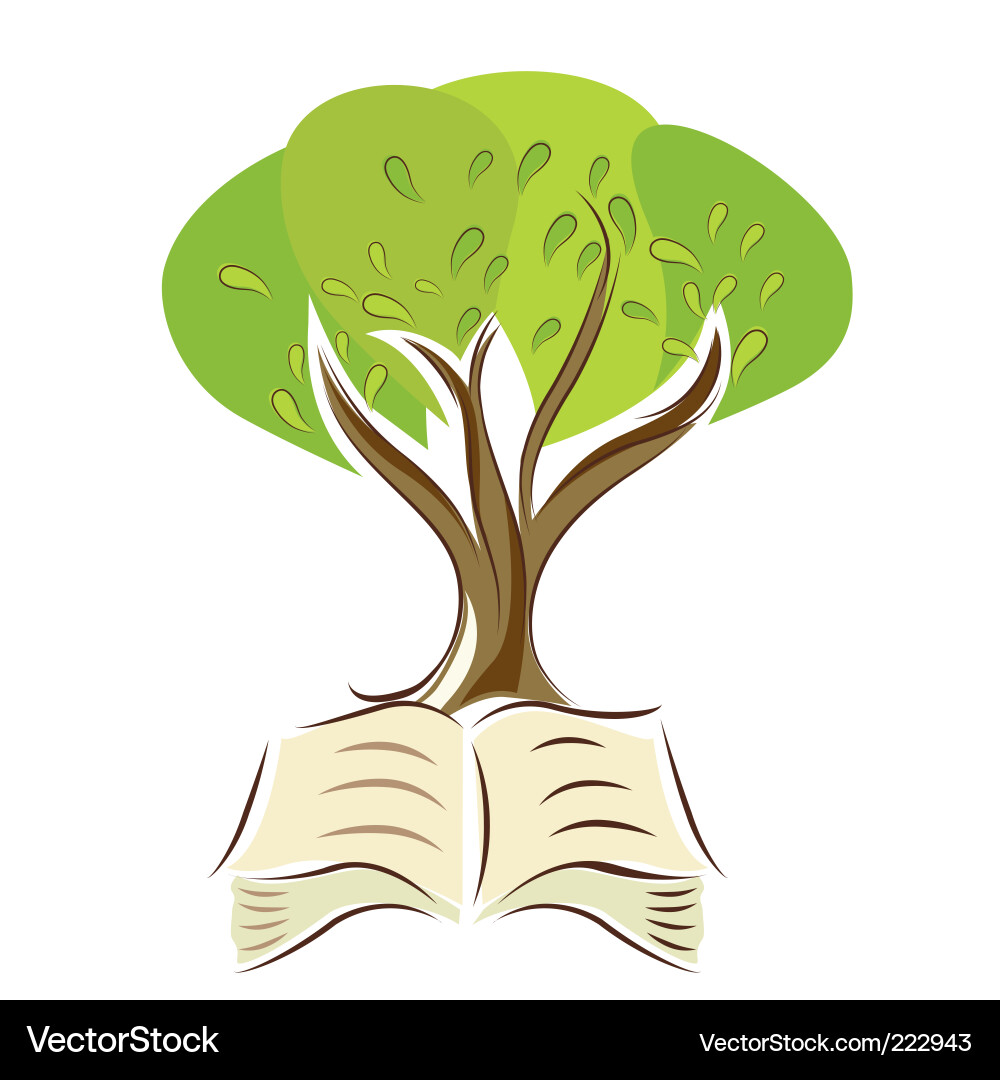 Book with tree Royalty Free Vector Image - VectorStock