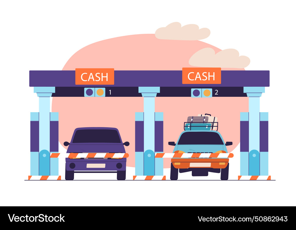 Cars pass by barrier Royalty Free Vector Image