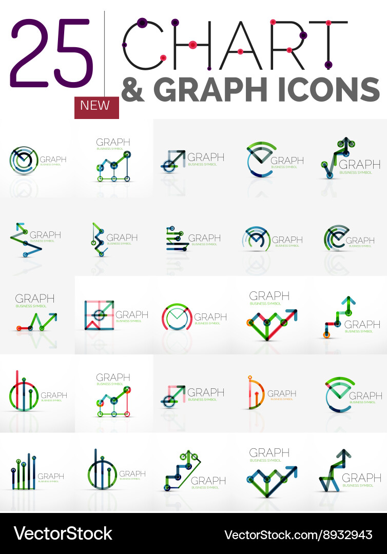 Collection of chart logos Royalty Free Vector Image