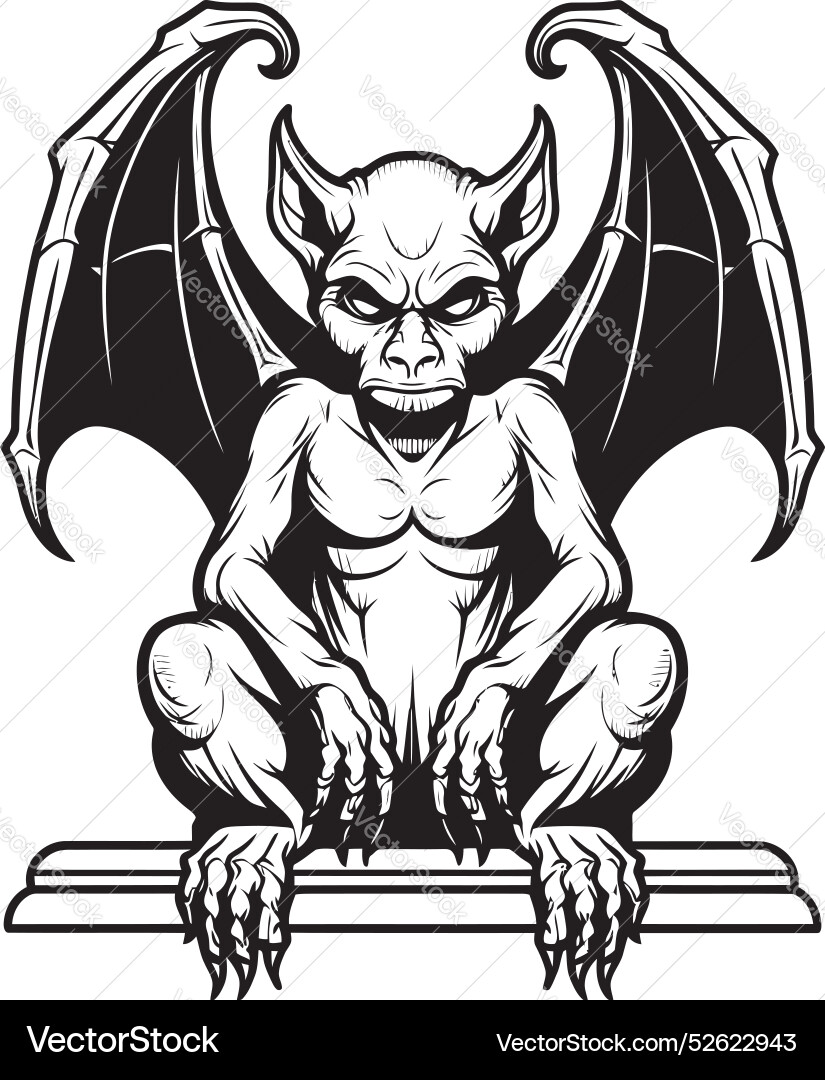 Enigmatic guardian gargoyle full body statue Vector Image