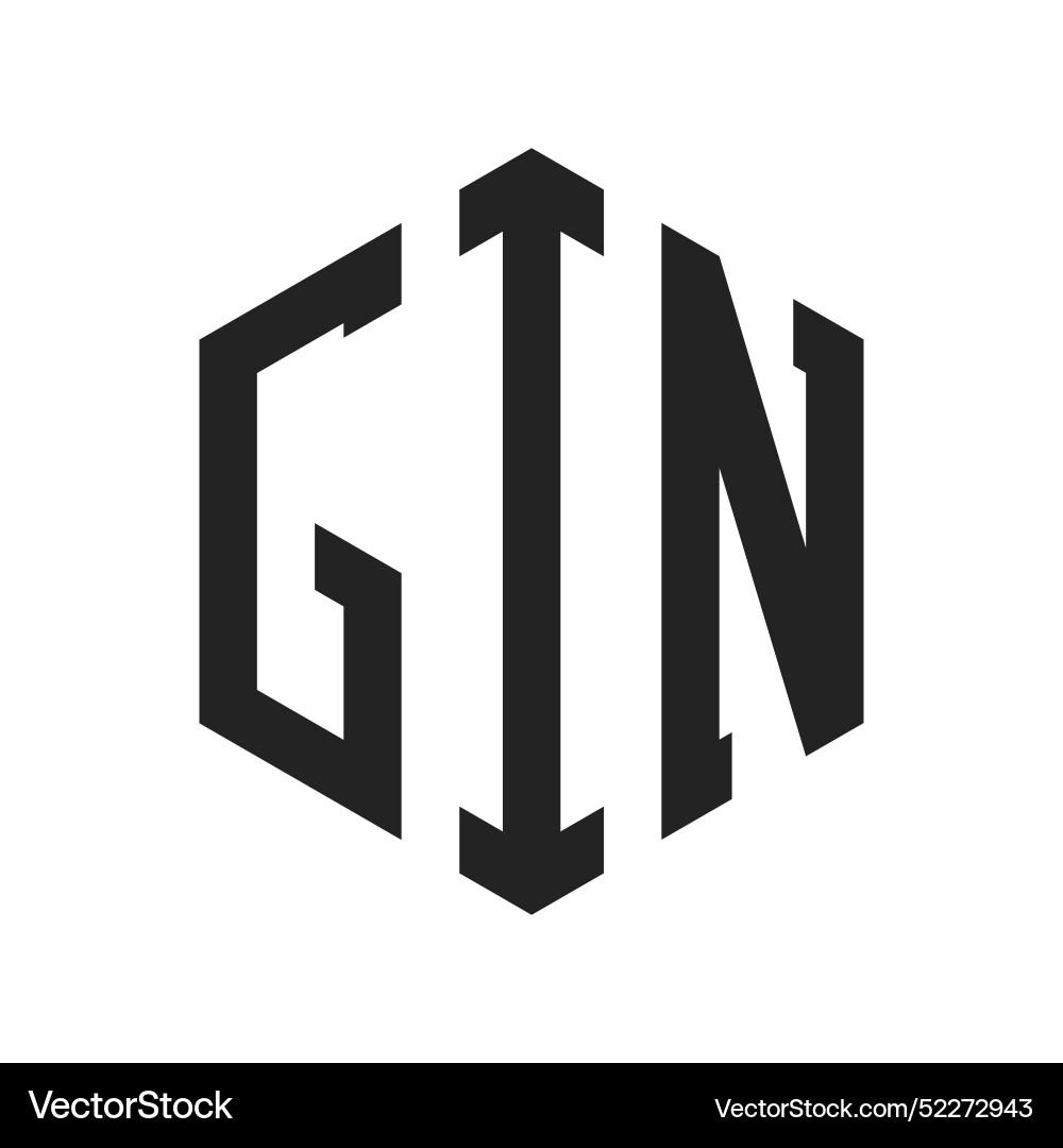 Gin logo design initial letter monogram Royalty Free Vector