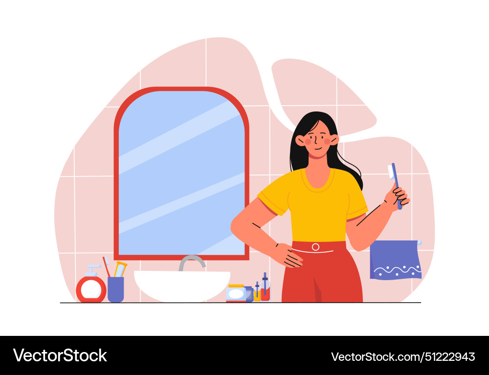 Girl brush teeth Royalty Free Vector Image - VectorStock